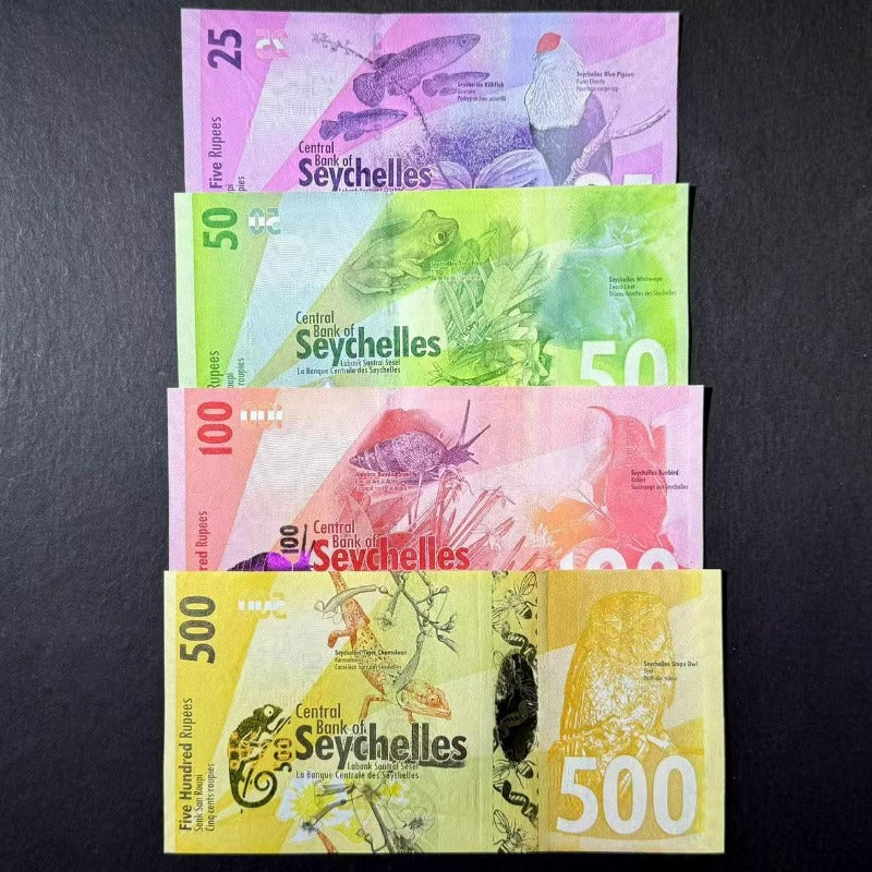 Seychelles, Set 4 PCS, 25 50 100 500 Rupees, 2016, UNC Original ...