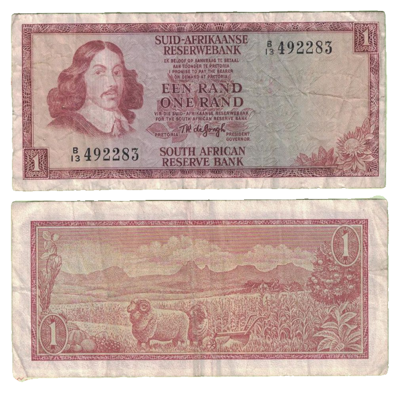 South Africa, 1 Rand, 1973-76, Used F Condition, Original Banknote for ...