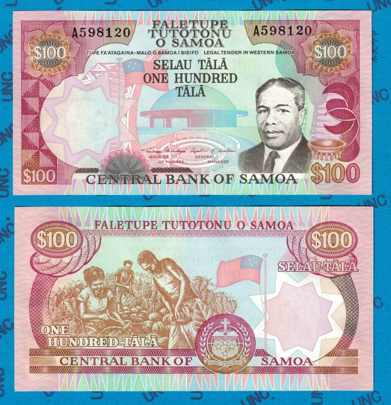 Samoa, 100 Tala, 1985-90, UNC Original Banknote for Collection – Panda ...