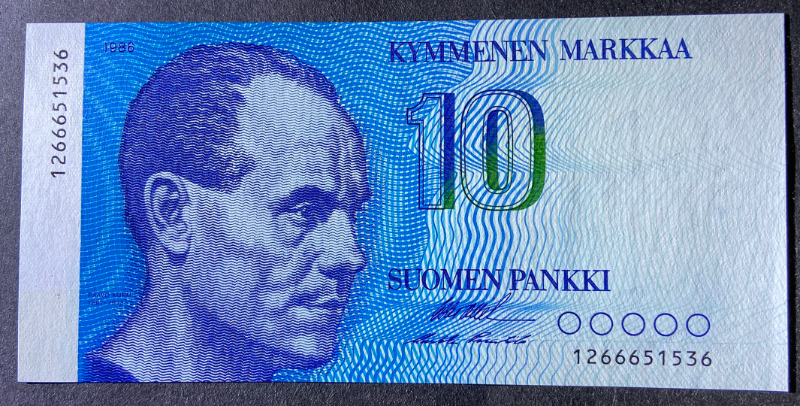 Finland, 10 Mark, 1986, P-113, UNC Original Banknote for Collection ...