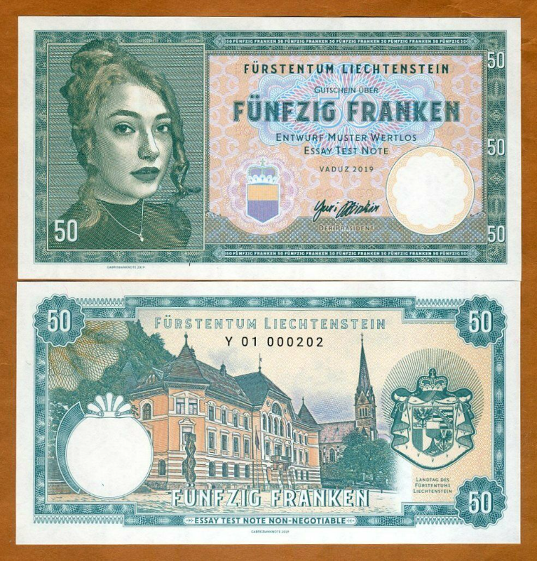 Liechtenstein, 50 Franken, 2019, UNC Original Test Banknote for ...