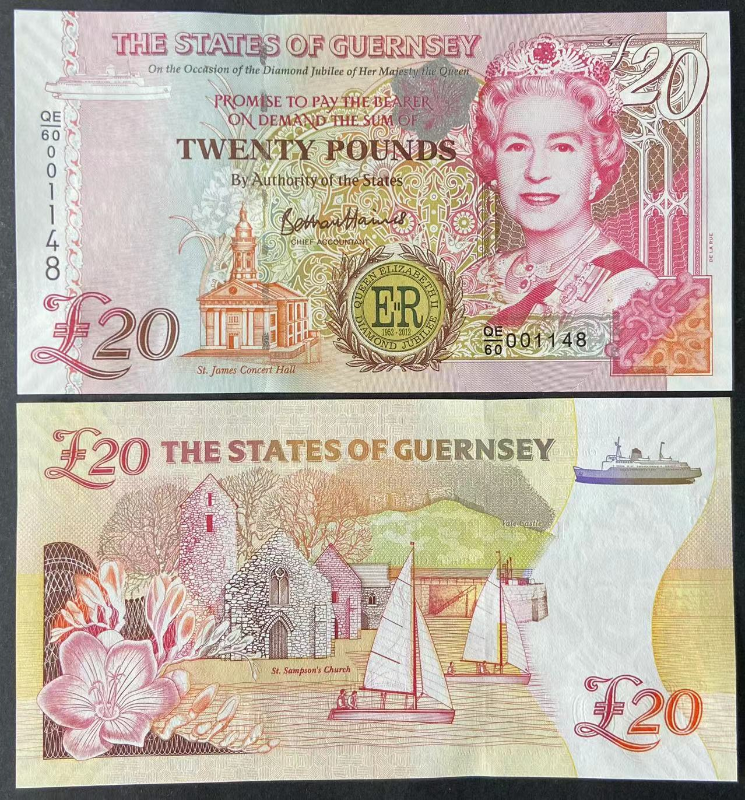 Guernsey, 20 Pounds, 2012, UNC Original Banknote for Collection – Panda ...