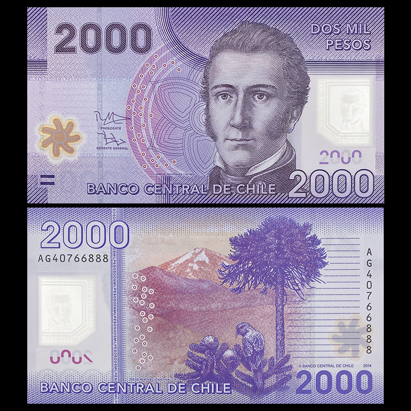 Chile, 2000 Pesos, 2020, P-162d, UNC Original Polymer Banknote for ...
