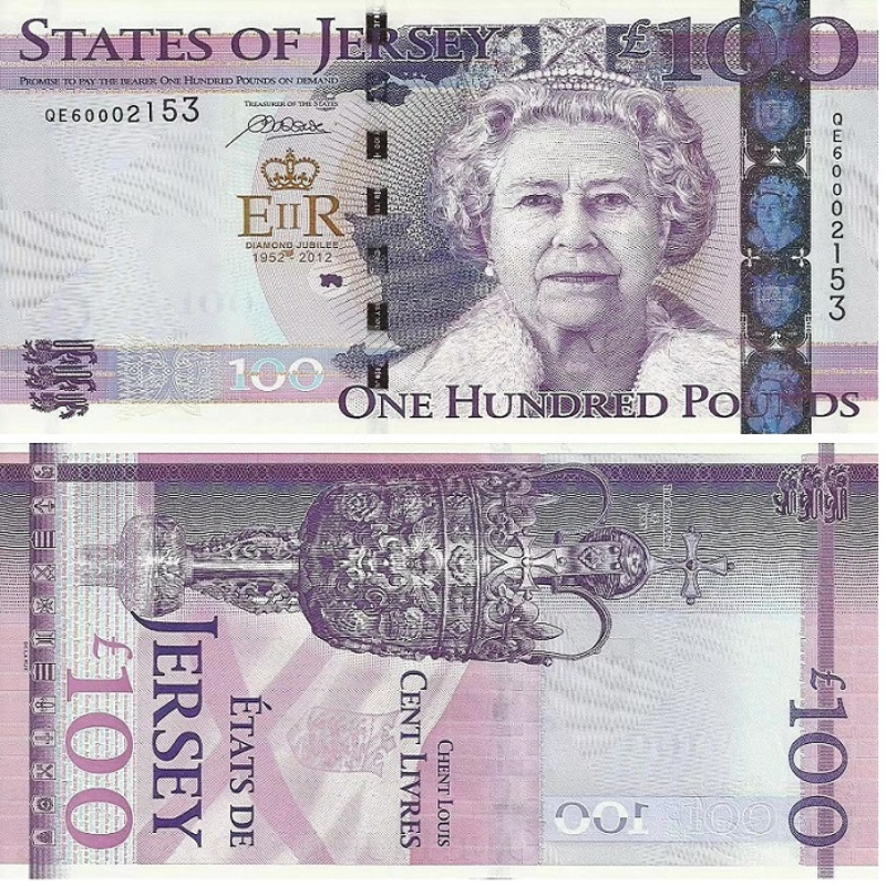 Jersey Island, 100 Pounds, 2012, P37a, UNC Original Banknote for ...
