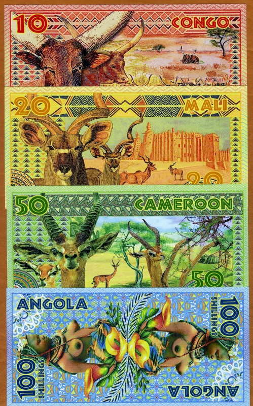 Angola, 10,20,50,100 Shillings, Set 4 PCS Banknotes, 2019, UNC Original ...