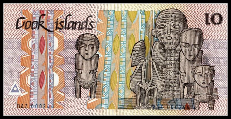 Cook Islands, 10 Dollars, 1987, P-4, AUNC Original Banknote for ...