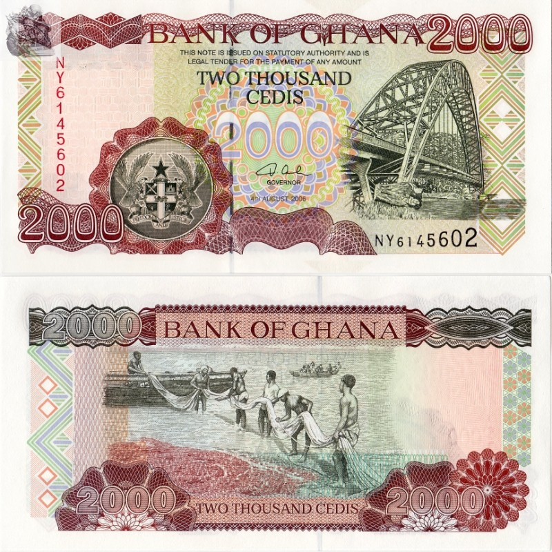 Ghana, 2000 Cedis, 2006, UNC Original Banknote for Collection – Panda ...