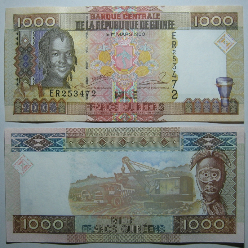 Guinea, 1000 Francs, 2006, UNC Original Banknote for Collection – Panda ...