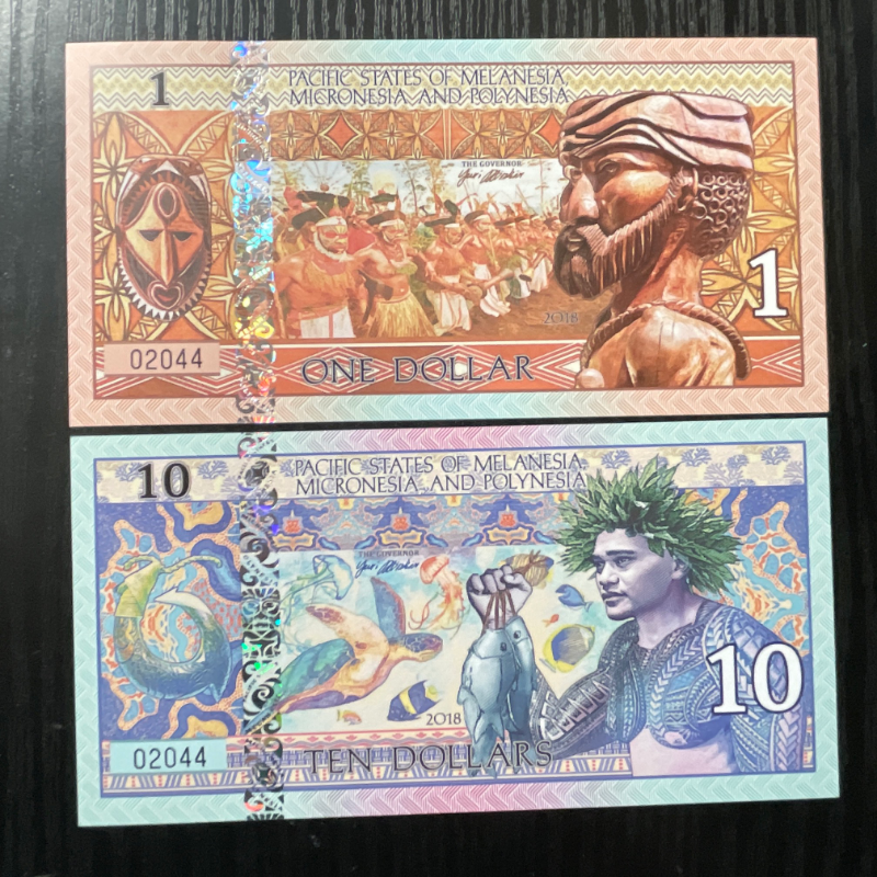 Pacific States of Melanesia, Micronesia and Polynesia, 1 and 10 Dollars ...