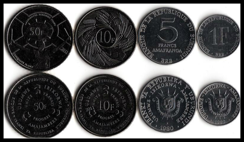 Burundi, Set 4 PCS Coins, UNC Original Coin for Collection – Panda Banknote