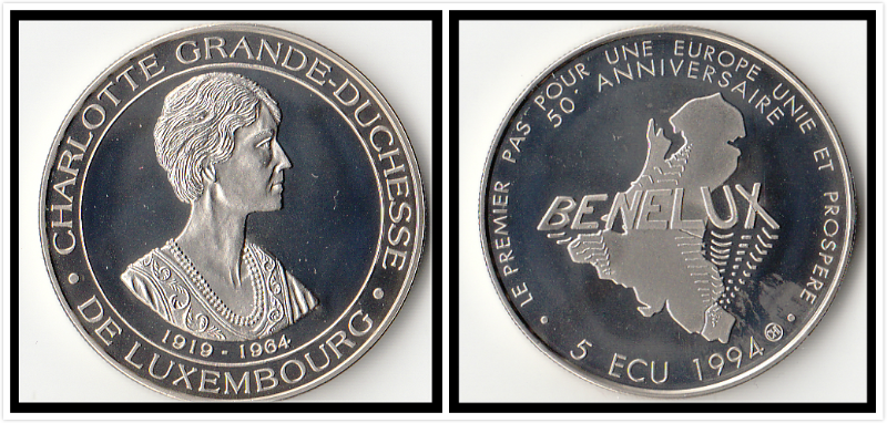 Luxembourg, 5 ECU, 1994, UNC Original Coin for Collection – Panda Banknote