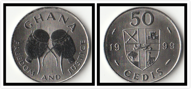 Ghana, 50 Cedis, 1999, UNC Original Coin for Collection – Panda Banknote