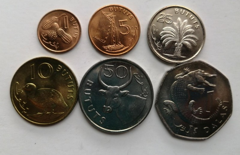 Gambia, Set 6 PCS Coins, 1971--1987 Original Coin for Collection ...