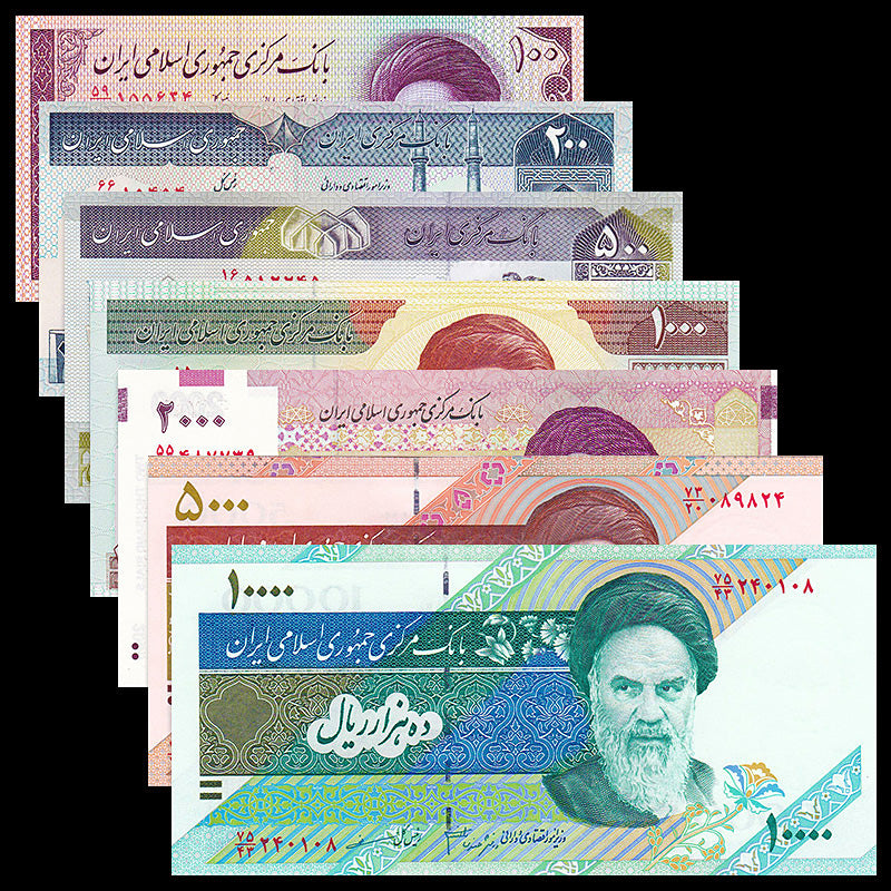 I-R set 7 pcs ( 100-10000 Rials ) UNC original banknote , Collection ...