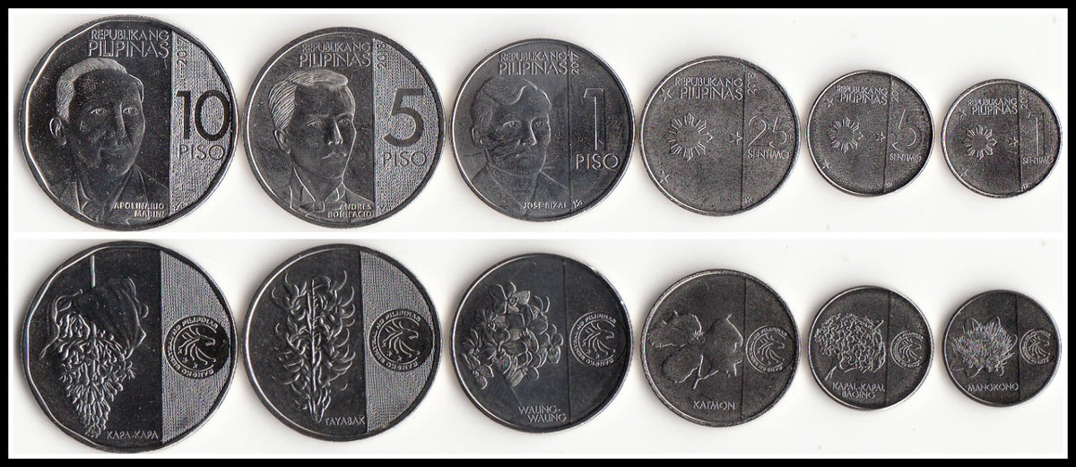 Philippines set 6 pcs coins UNC original coin – Panda Banknote