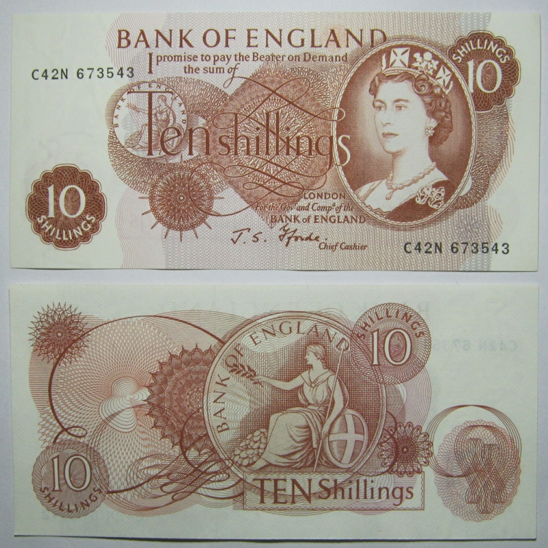 U.K, 10 Shillings, 1960-1970 Random Year, P-373c, UNC Original Banknote ...