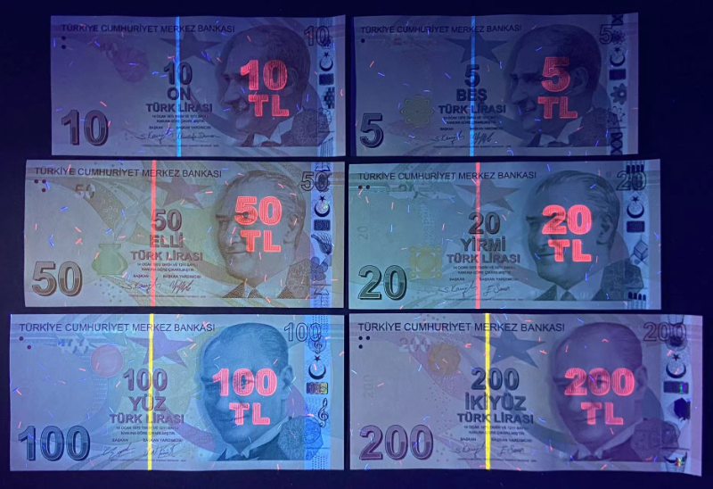 Turkey, 5,10,20,50,100,200 Lira, Set 6 PCS Banknotes, 2009, UNC ...
